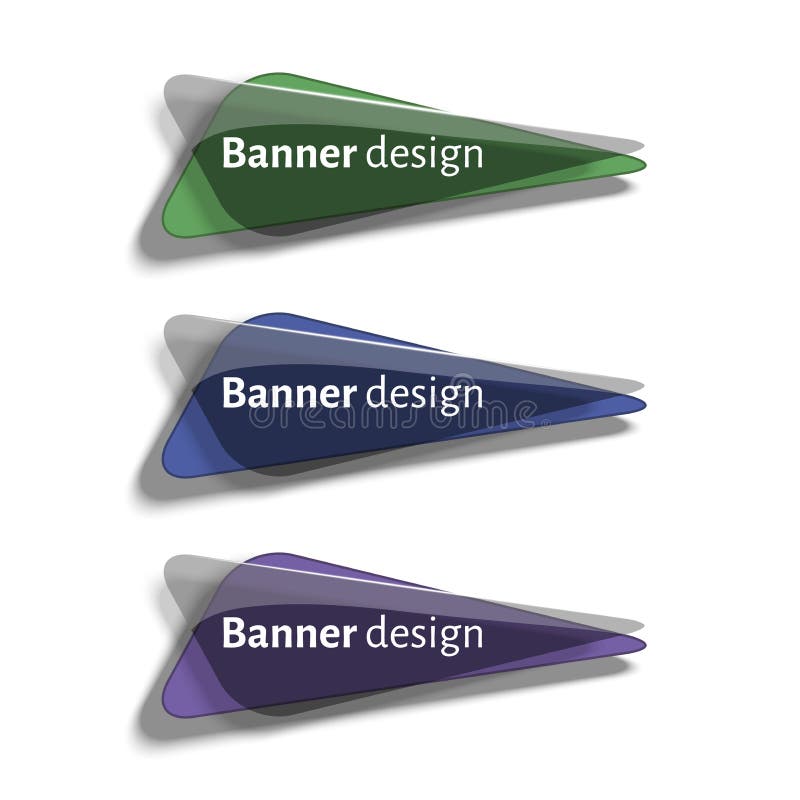 Set of Realistic Abstract Banners with Glass Elements Stock Vector ...