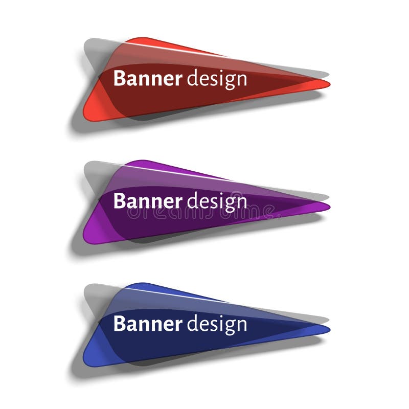 Set of Realistic Abstract Banners with Glass Elements Stock Vector ...