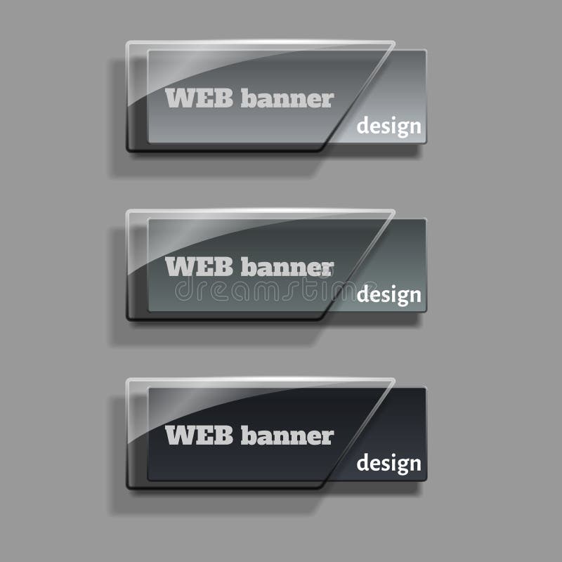 Set of Realistic Abstract Banners with Glass Elements Stock Vector ...