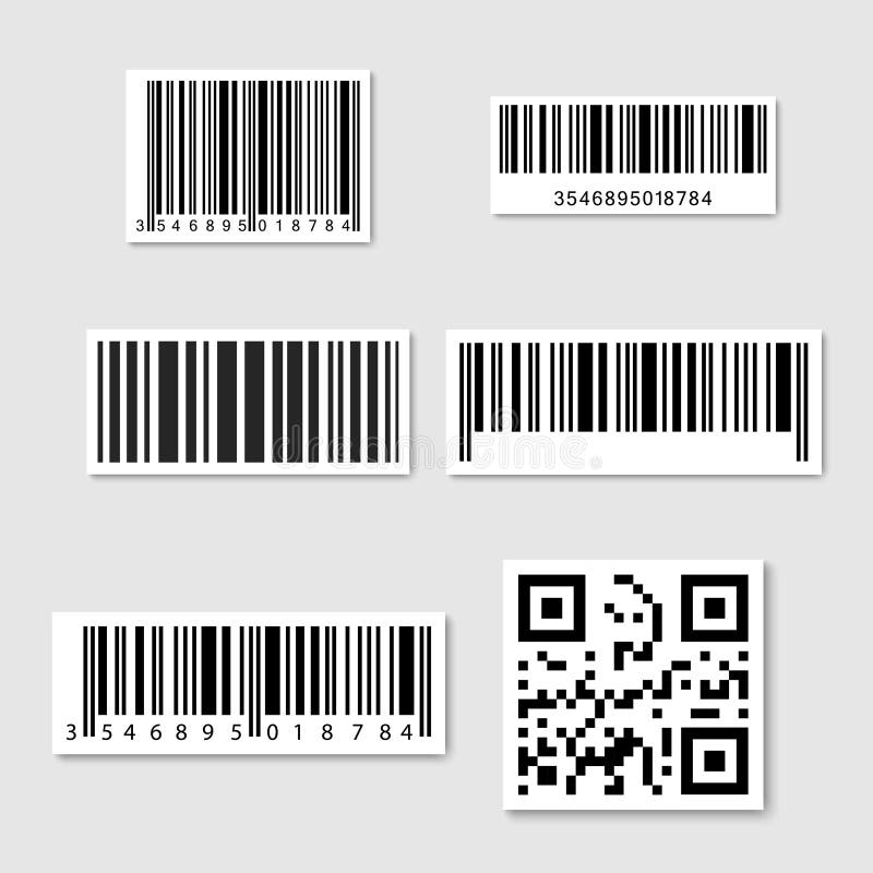 Set of Realistic Barcode Sticker. Bar Code Sticker Icons Stock Vector ...
