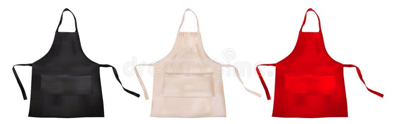 Set of Realistic Blank Apron Mockups with Fabric Texture Isolated from ...