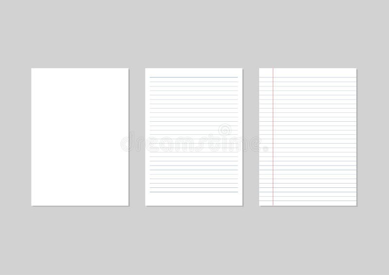Set of A4 Blank Sheet and White Paper with Lines with Blank Copy Space ...