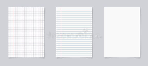 Set of Realistic Blank Sheets of Square and Lined Paper Stock Vector ...