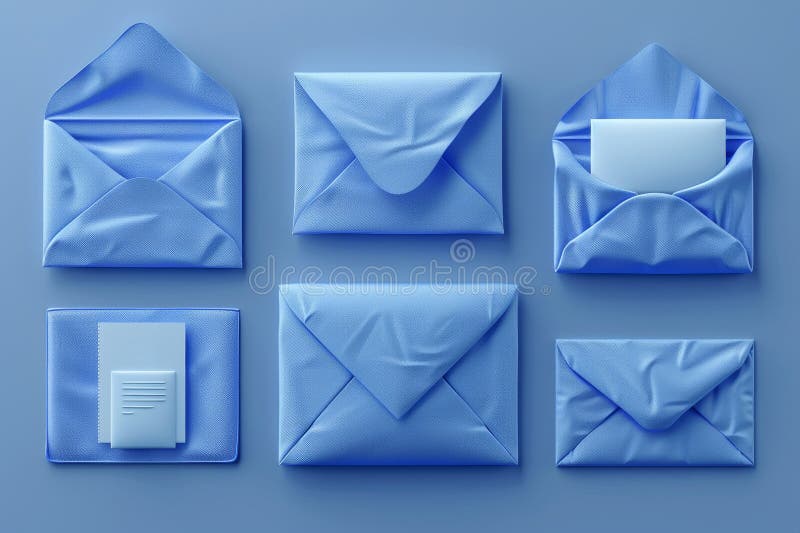 Set of Realistic Blue Envelope Layouts on a Blue Background Stock Image ...