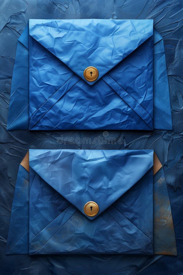 Set of Realistic Blue Envelope Layouts on a Blue Background Stock Image ...