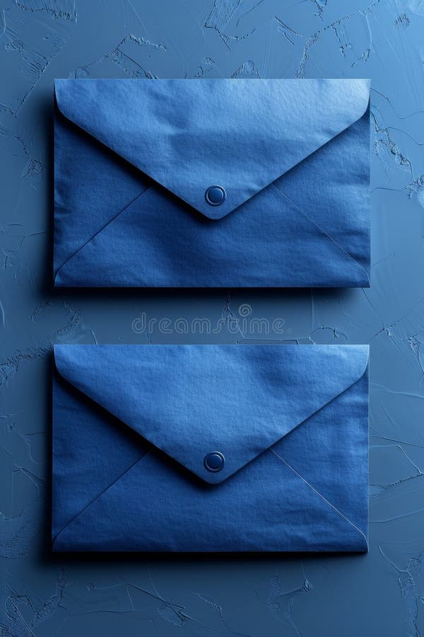 Set of Realistic Blue Envelope Layouts on a Blue Background Stock Photo ...
