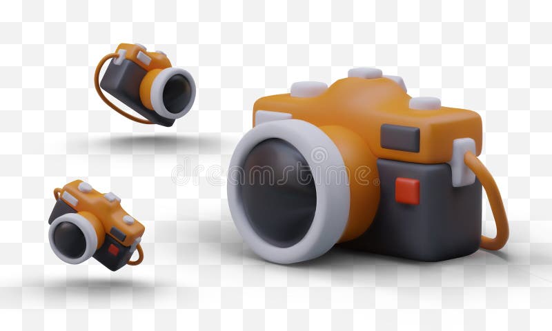 Set of Realistic Cameras from Different Angles. Stylish 3D Camera with ...