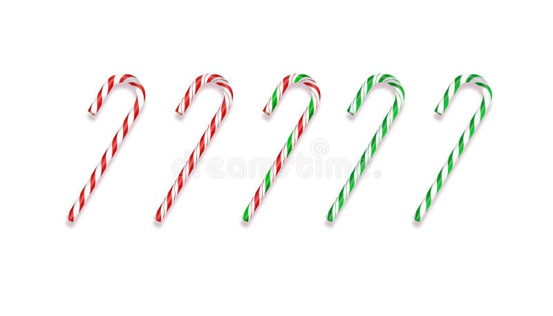 Set of Realistic Christmas Candy Cane. Vector Illustration Isolated ...