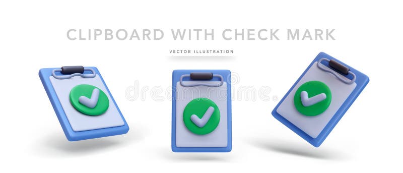 Set of Realistic Clipboard with Check Mark Isolated on White Background ...