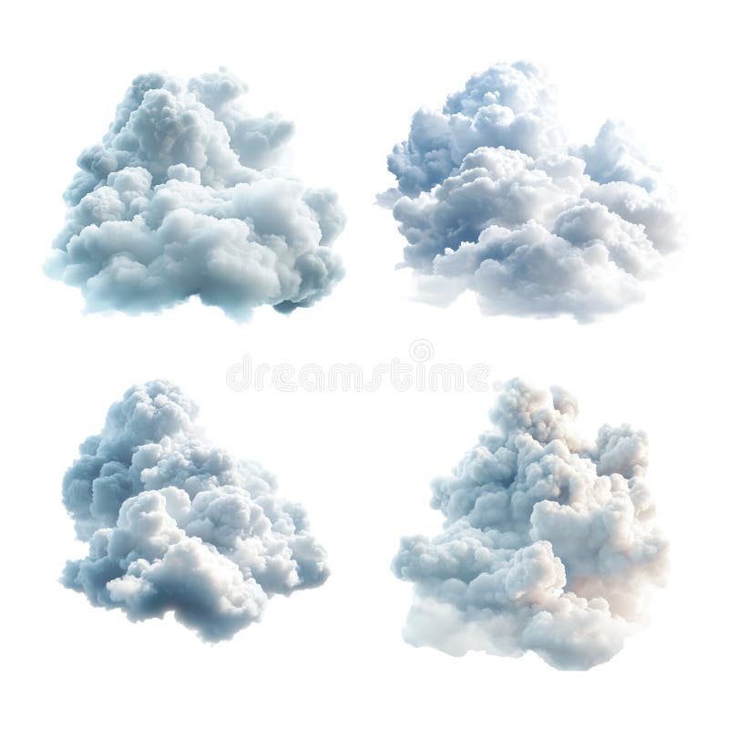 Set of Realistic Clouds Isolated Stock Image - Illustration of brush ...