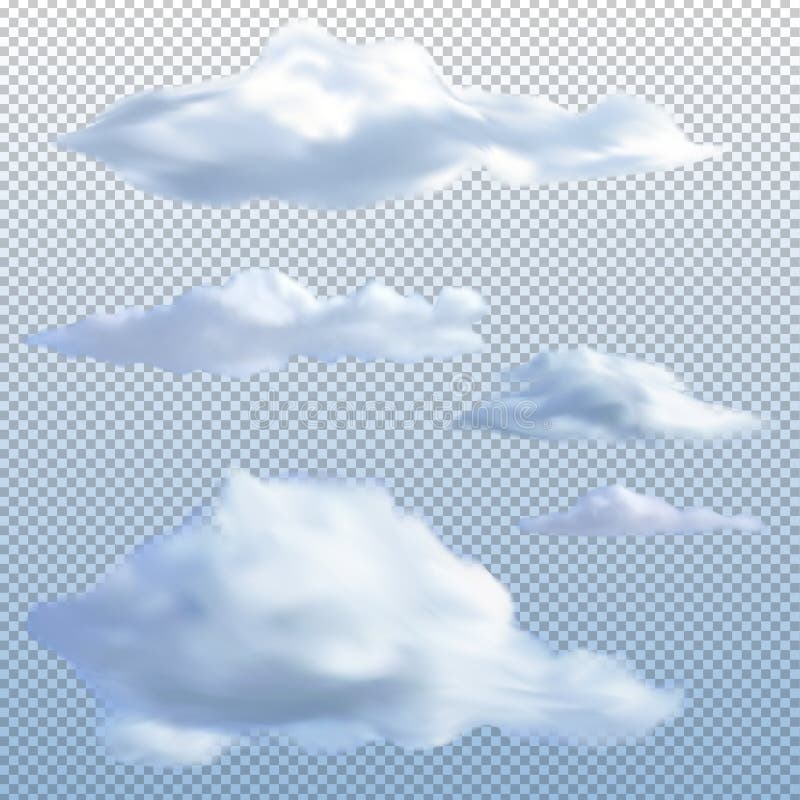 Set of Realistic Clouds. Transparent Background. Vector Illustration ...
