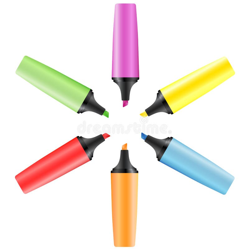 Set of Realistic Colored Markers Stock Vector - Illustration of line ...