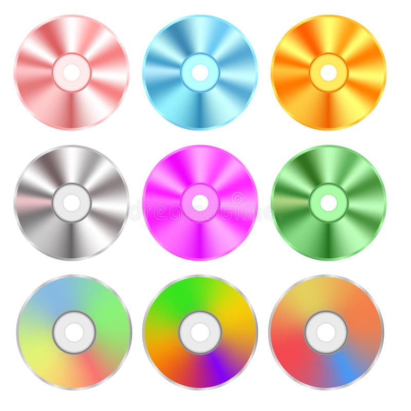 Set of Realistic Colorful Compact Discs Isolated Stock Vector ...
