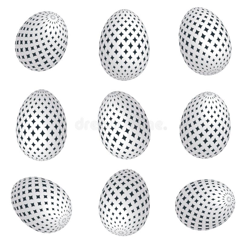 Set of Realistic 3D Easter Eggs with Abstract Pattern. Stock Vector ...