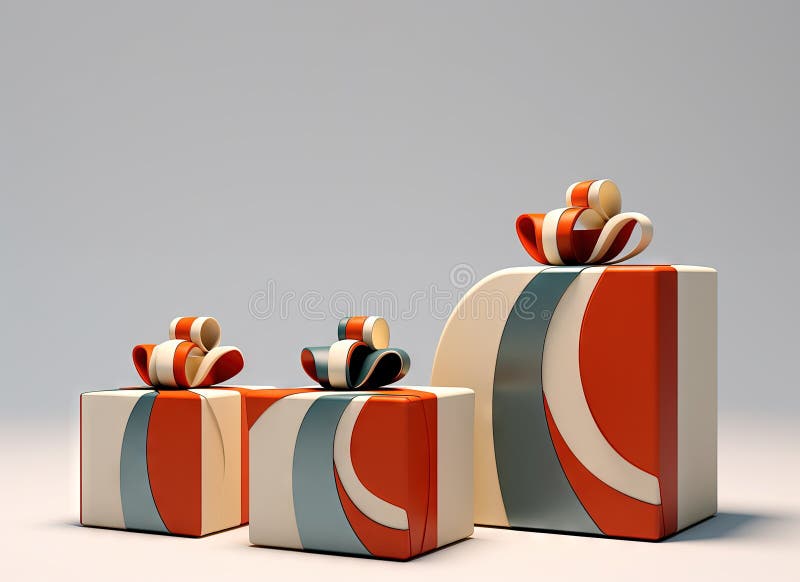 Set of Realistic 3d Gift Boxes in Retro Style. Vintage Minimalistic ...