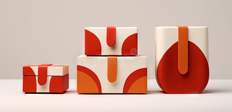 Set of Realistic 3d Gift Boxes in Retro Style. Vintage Minimalistic ...
