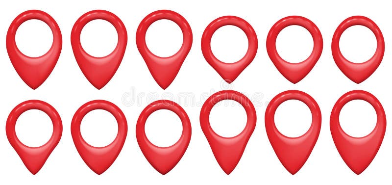 Red Realistic Map Pointer. Location Symbols Vector Set Isolated on ...