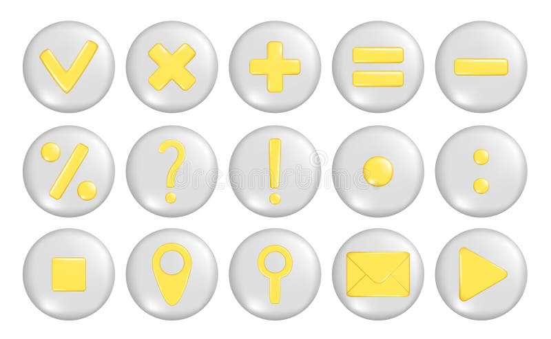 Set of Realistic 3d Mathematical Symbol, Location, Mail Envelope ...