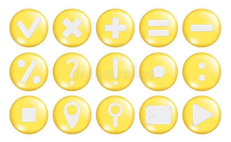 Set of Realistic 3d Mathematical Symbol, Location, Mail Envelope ...