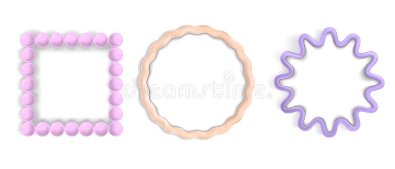 Set of Realistic 3d Pastel Color Frames with Irregular Wavy Shapes ...