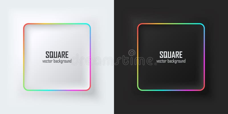Set of Realistic 3d Squares. Rainbow Illuminate Neon Lighting, Square ...