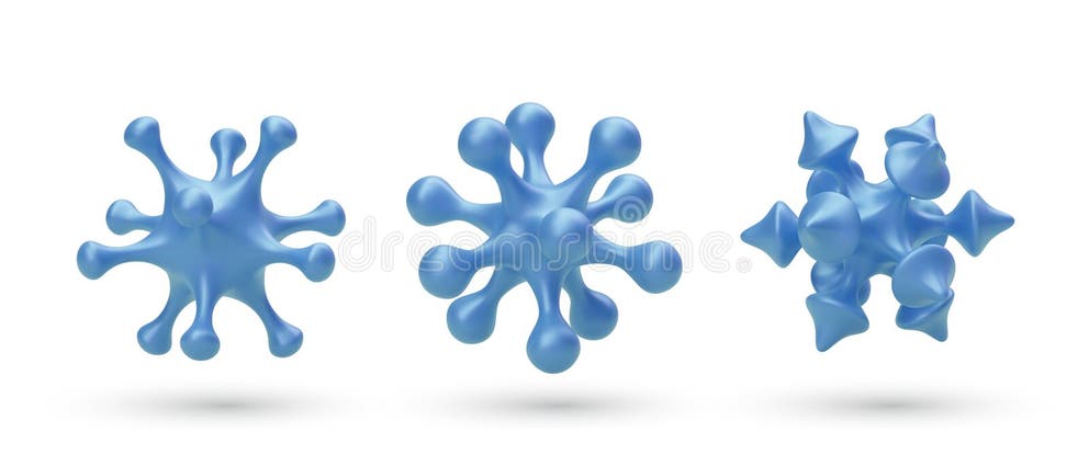Set of Realistic 3d Viral Cells with Shadow Isolated on White ...
