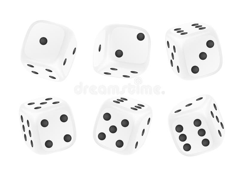 Set of Realistic Dices with Numbers of Black Dots, Vector Illustration ...