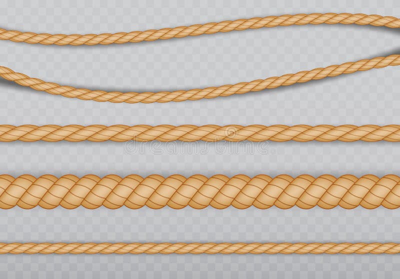 Set of Realistic Different Ropes for Decoration and Covering on White ...