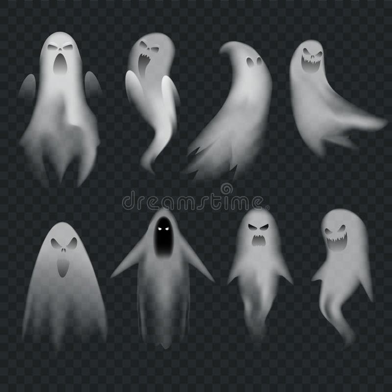 Realistic Ghosts. Transparent Different Halloween Phantoms. Isolated ... Realistic Ghosts. Transparent Different Halloween Phantoms. Isolated ...
