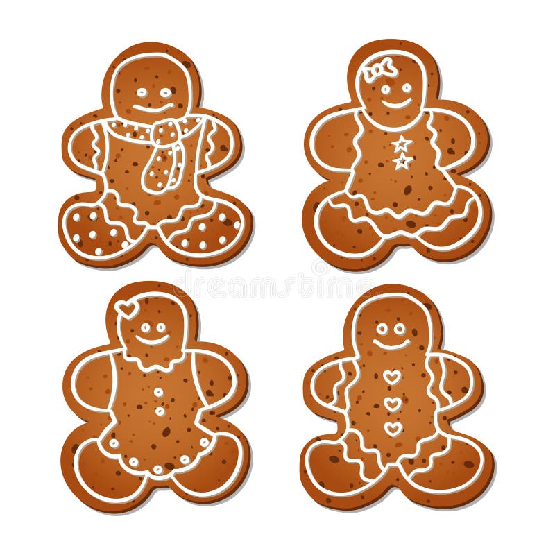 A Set of Realistic Gingerbread Men. Delicious Winter Pastries Stock ...
