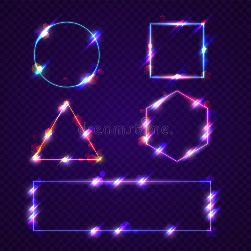 Set of Realistic Glowing Neon Frames Stock Vector - Illustration of ...
