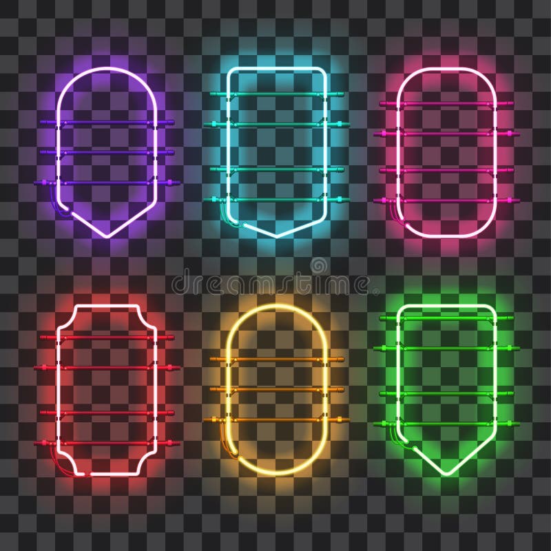 Set of Realistic Glowing Neon Frames Stock Vector - Illustration of ...