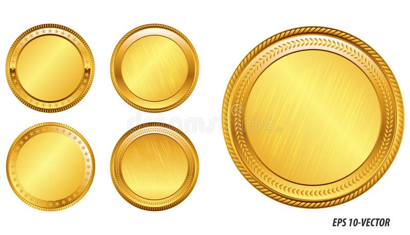 Set of Realistic Gold Coin. Stock Illustration - Illustration of easy ...