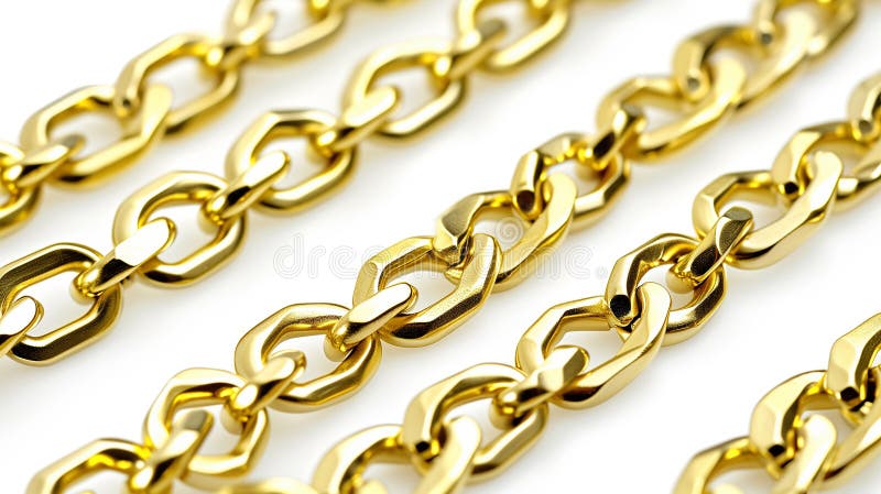 Set of Realistic Golden Chains. Illustration of Gold Links Isolated on ...