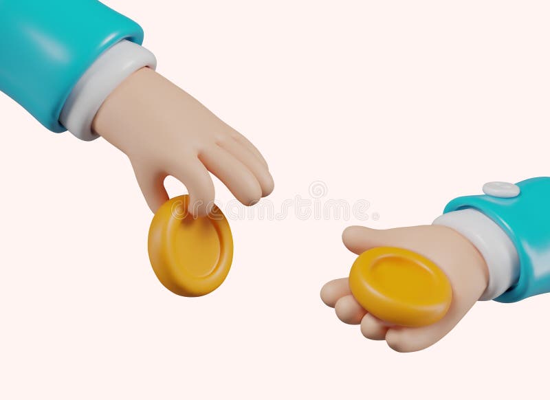 Set of Realistic Hands with Coins. Vector Elements in Different Poses ...