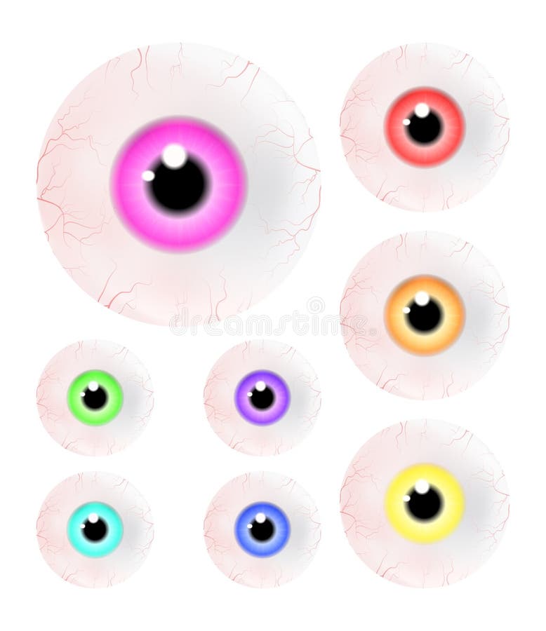 Set of Realistic Human Eye Ball with Colorful Pupil, Iris. Vector ...