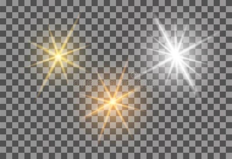 Set of Realistic Light Glare, Highlight. Collection of Beautiful Bright ...