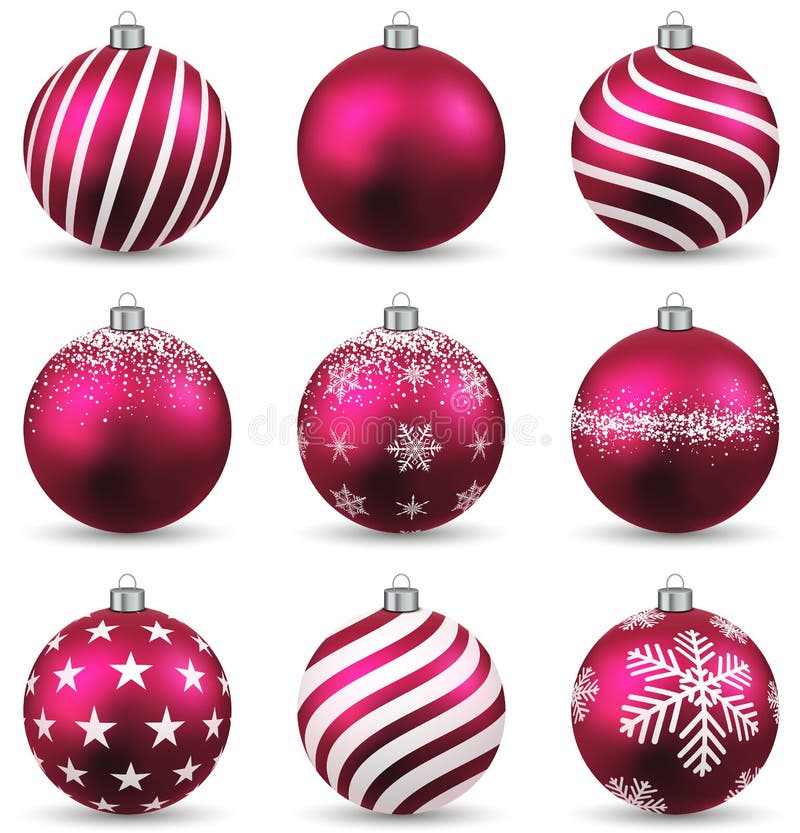 Set of Realistic Magenta Christmas Balls. Stock Vector - Illustration ...