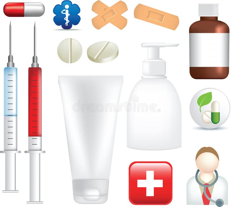 Set of Realistic Medical Illustration and Icons Stock Vector ...