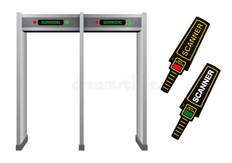 Set of Realistic Metal Detector Frames or Metal Detector Gate Security ...