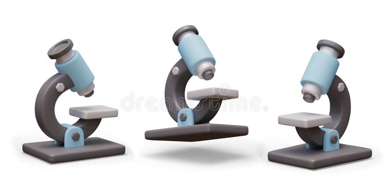 Set of Realistic Microscopes, View from Different Sides. Modern ...