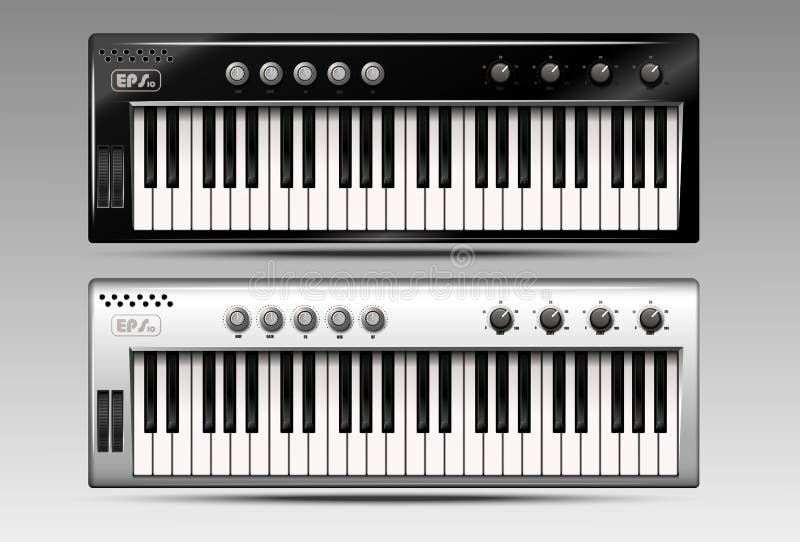 Set of Realistic Midi Keyboards. Vector. Stock Vector - Illustration of ...