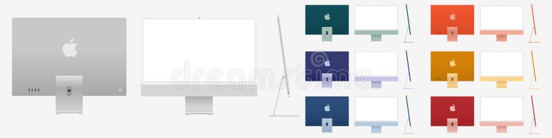 Set of Realistic Mockups of the New IMac 24 in 7 Colors on an Isolated ...
