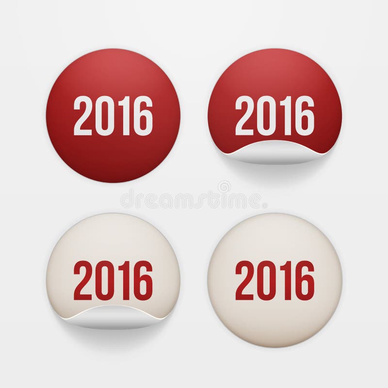 Set of Realistic New Year White Circle Stickers Stock Vector ...