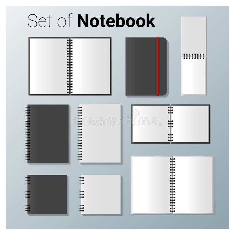 Set of realistic notebook stock vector. Illustration of accessory ...
