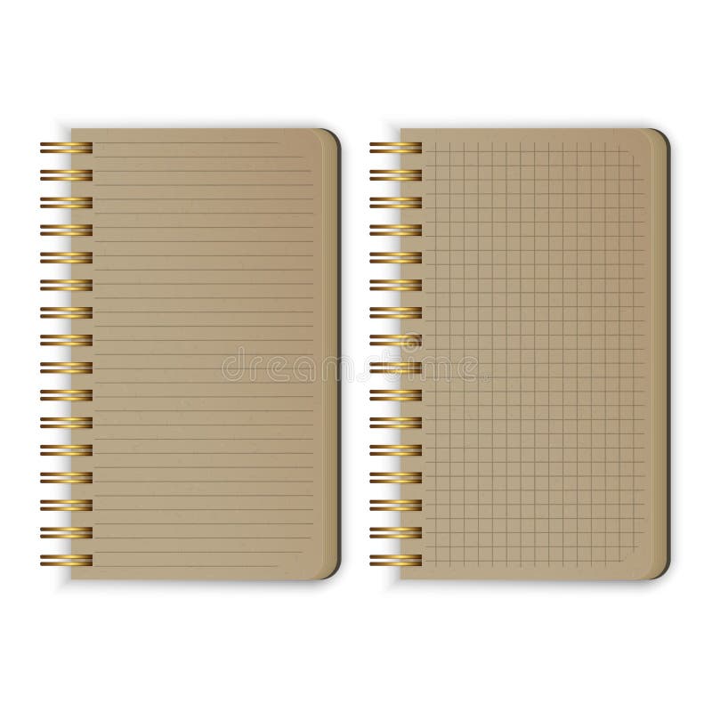 Set Of Realistic Notebooks Blank Open Padded Sketchbook With Lines And ...