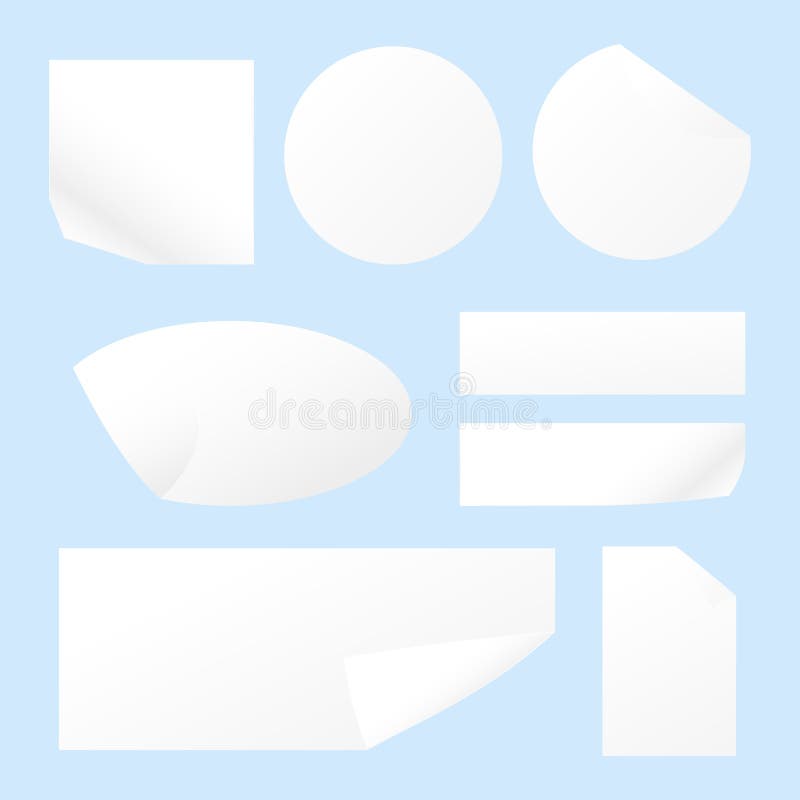 Set of Realistic Paper Stickers Vector Illustration. Stock Vector ...