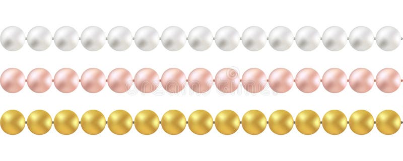 Set of Realistic Pearls Chain Stock Illustration - Illustration of ...