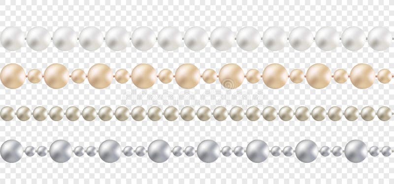 Set of Realistic Pearls Chain Stock Illustration - Illustration of ...