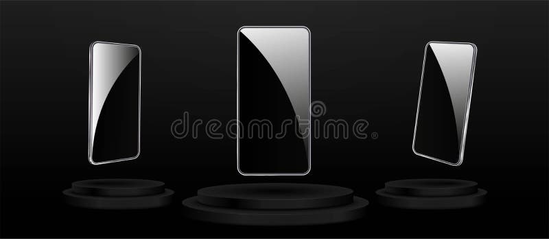 Set of Realistic Phone on Podium Stock Vector - Illustration of screen ...